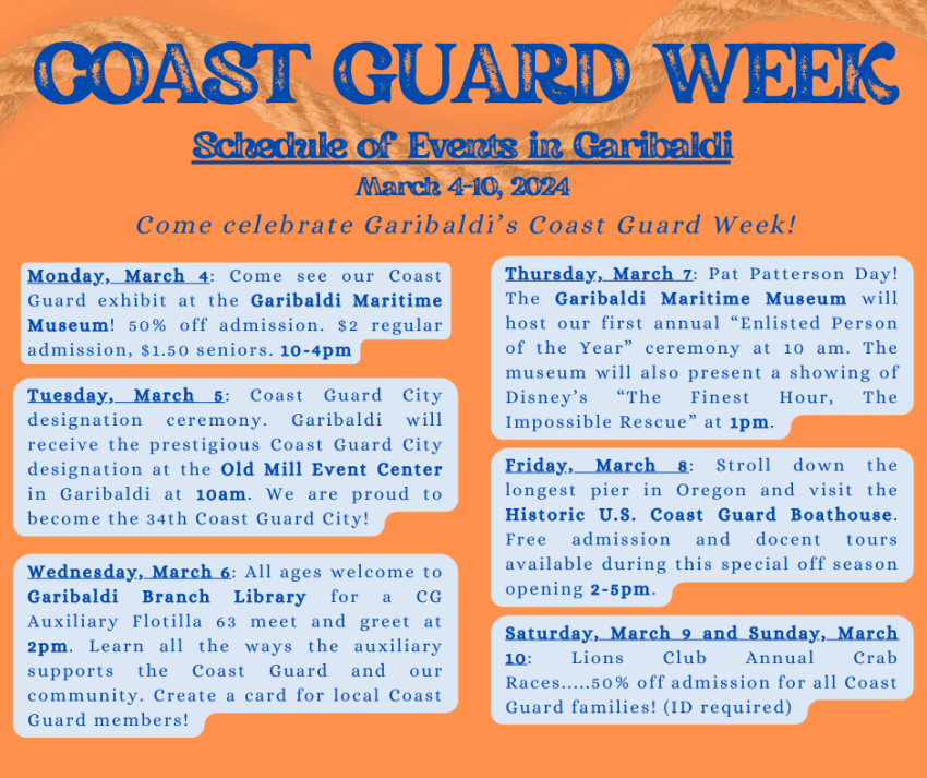 COAST GUARD WEEK LAUNCHES IN GARIBALDI MARCH 4-10; Garibaldi to receive ...