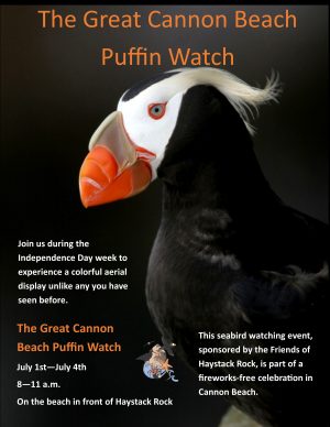 The Great Cannon Beach Puffin Watch – July 1- 4th, Haystack Rock in ...