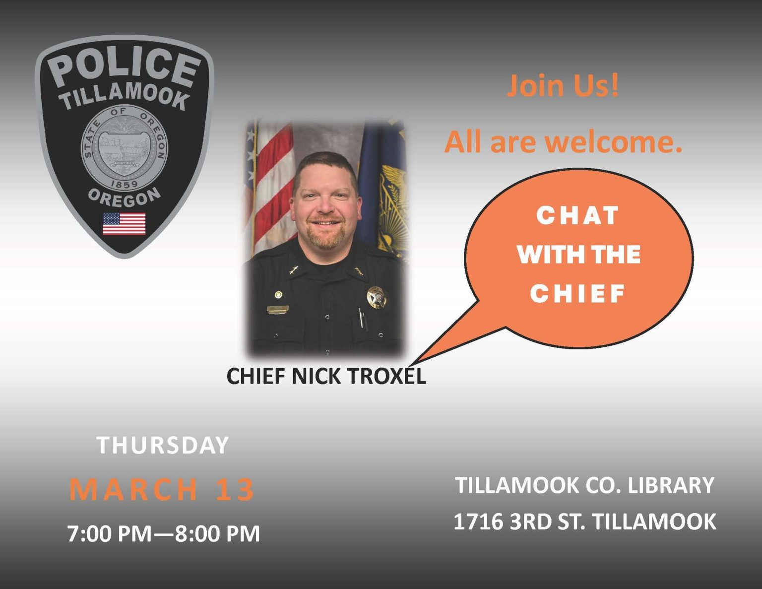 Tillamook Safeway Parking Lot Public Safety Concerns; Chat with the Chief – Tillamook Police ...
