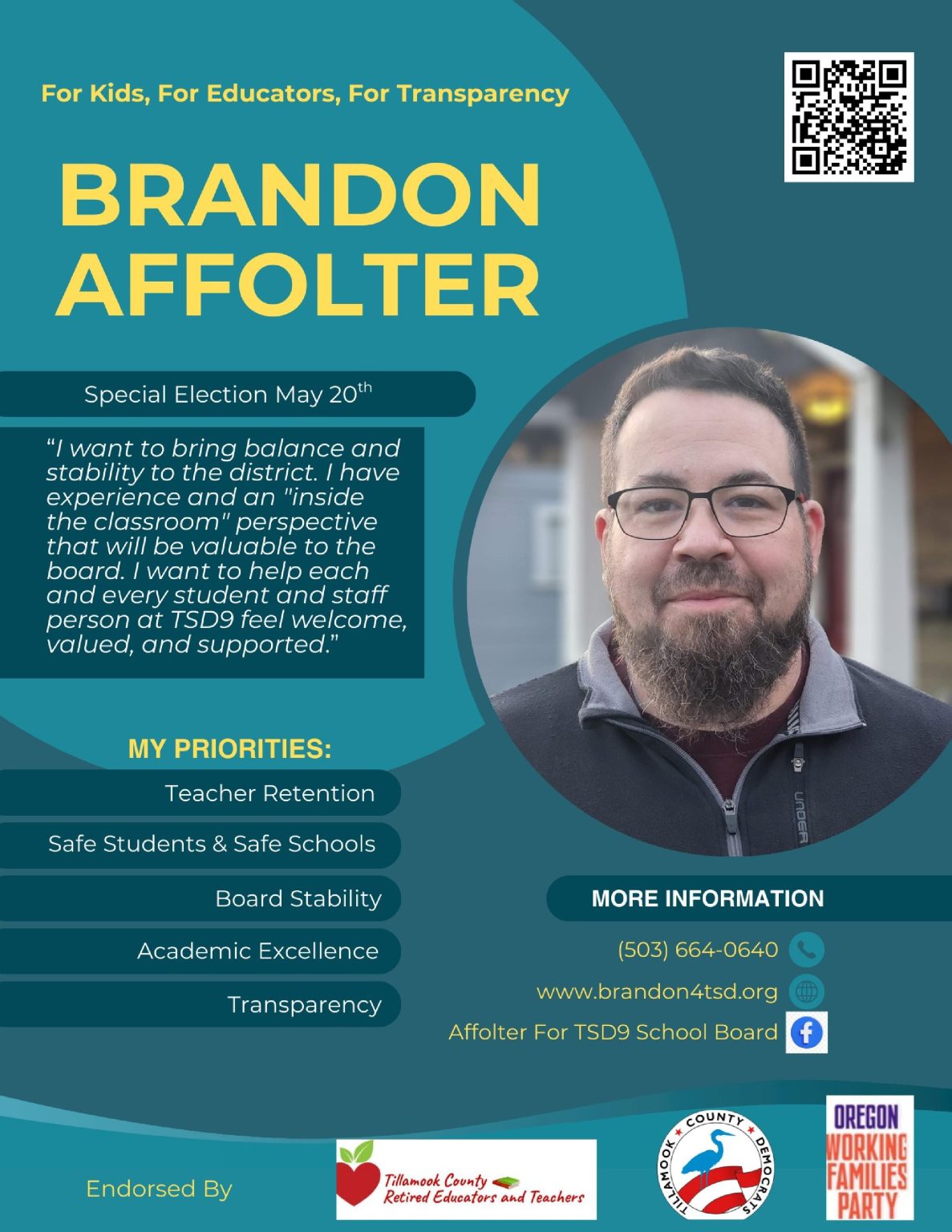 Brandon Affolter Announces Candidacy for School Board Position #2 – For ...