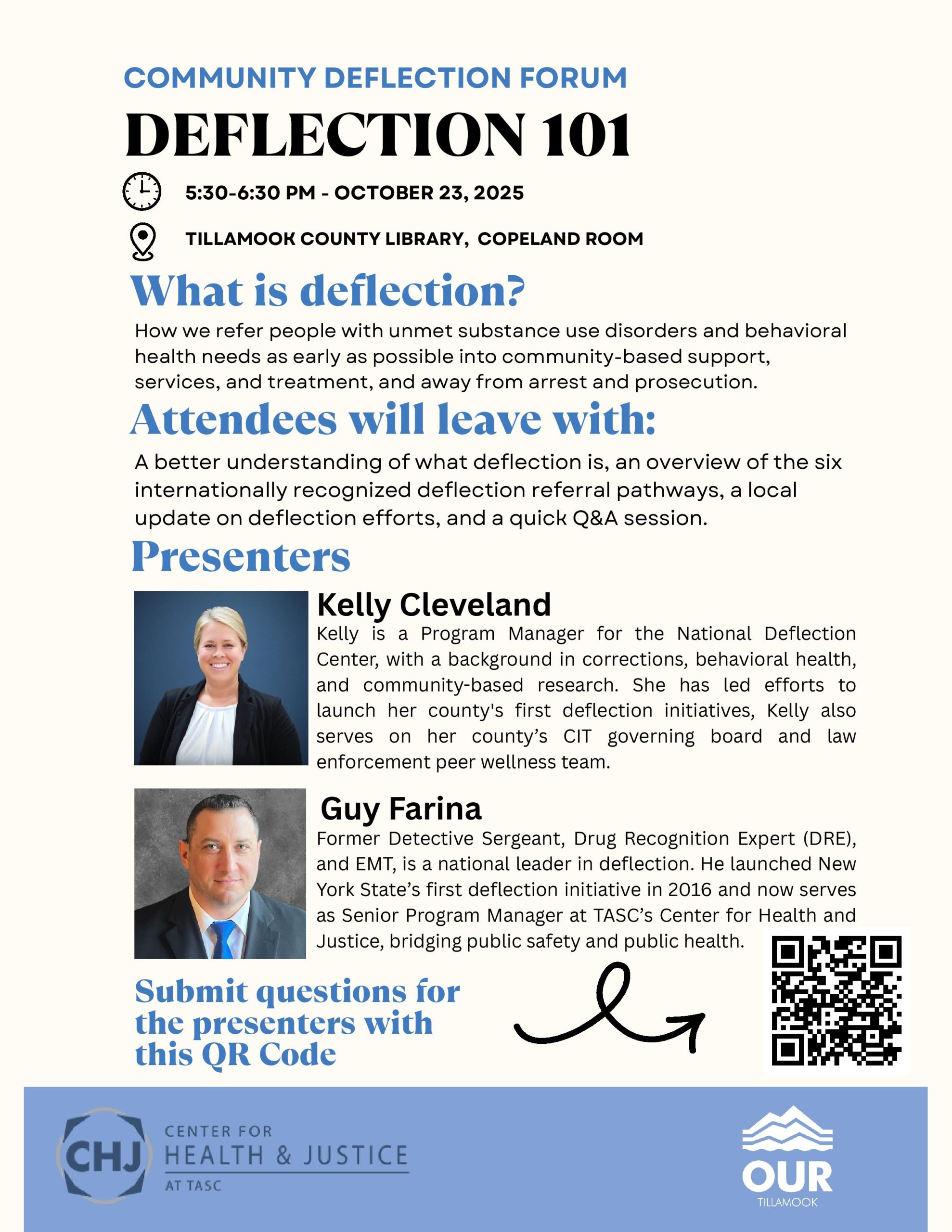OUR Tillamook: Community Deflection Forum Oct. 23; What is Deflection ...