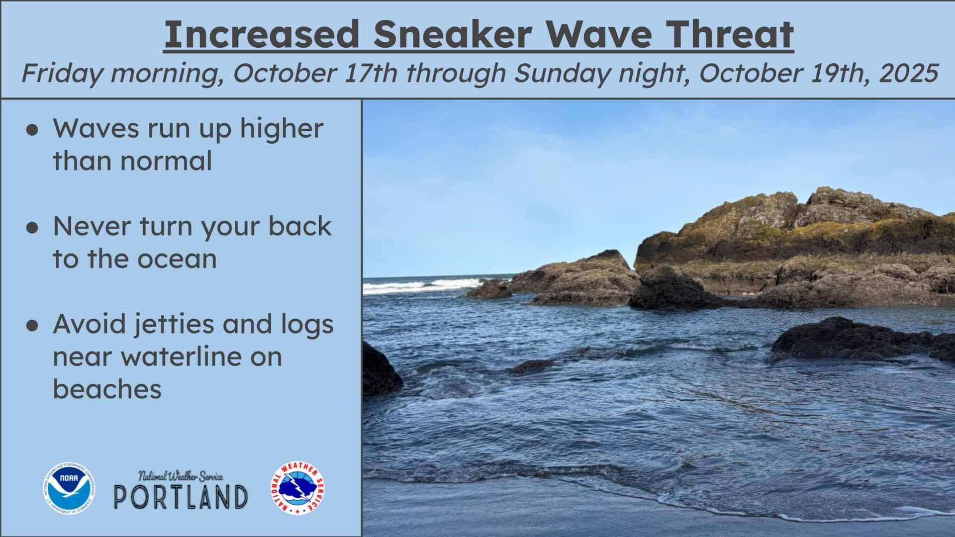 NATIONAL WEATHER SERVICE BEACH HAZARD WARNING: SNEAKER WAVES FROM NOON ...